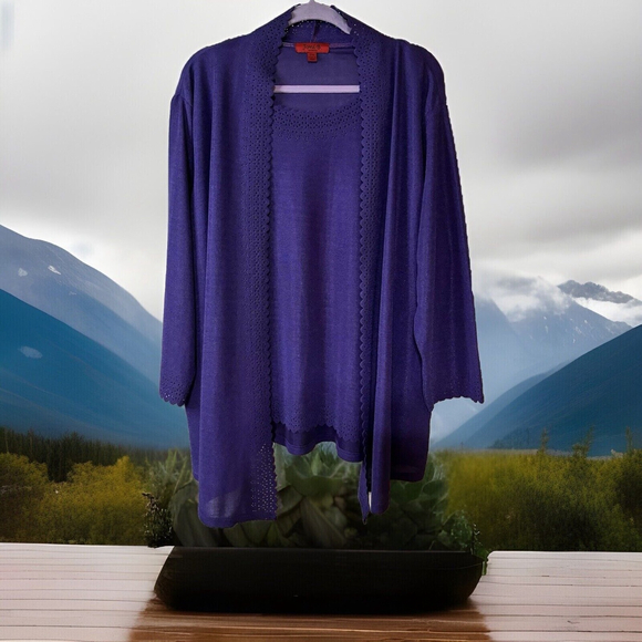 Joni B | Tops | 2x3x Joni B Gorgeous Shiny Purple Shell W Built In Matching Tank Blouse | Poshmark